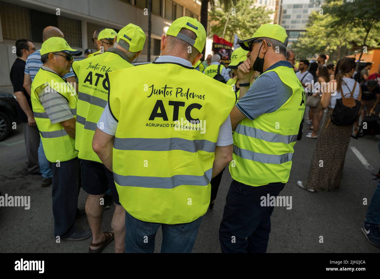 A group of taxi drivers wearing the ATC vest are seen during the ...