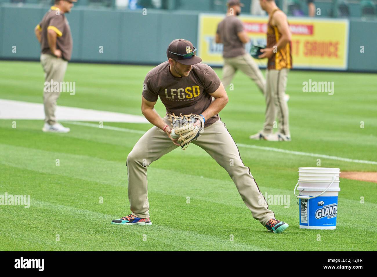 Denver CO, USA. 13th July, 2022. San Diego infielder Matthew Bratton ...