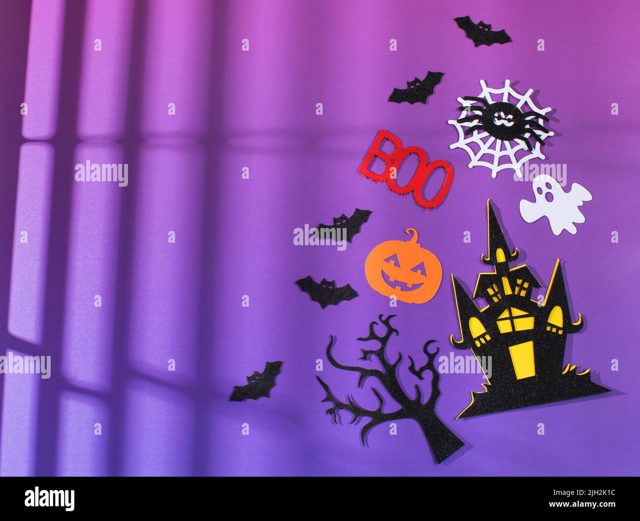 Halloween background on purple background with gradient and shadows. A ...