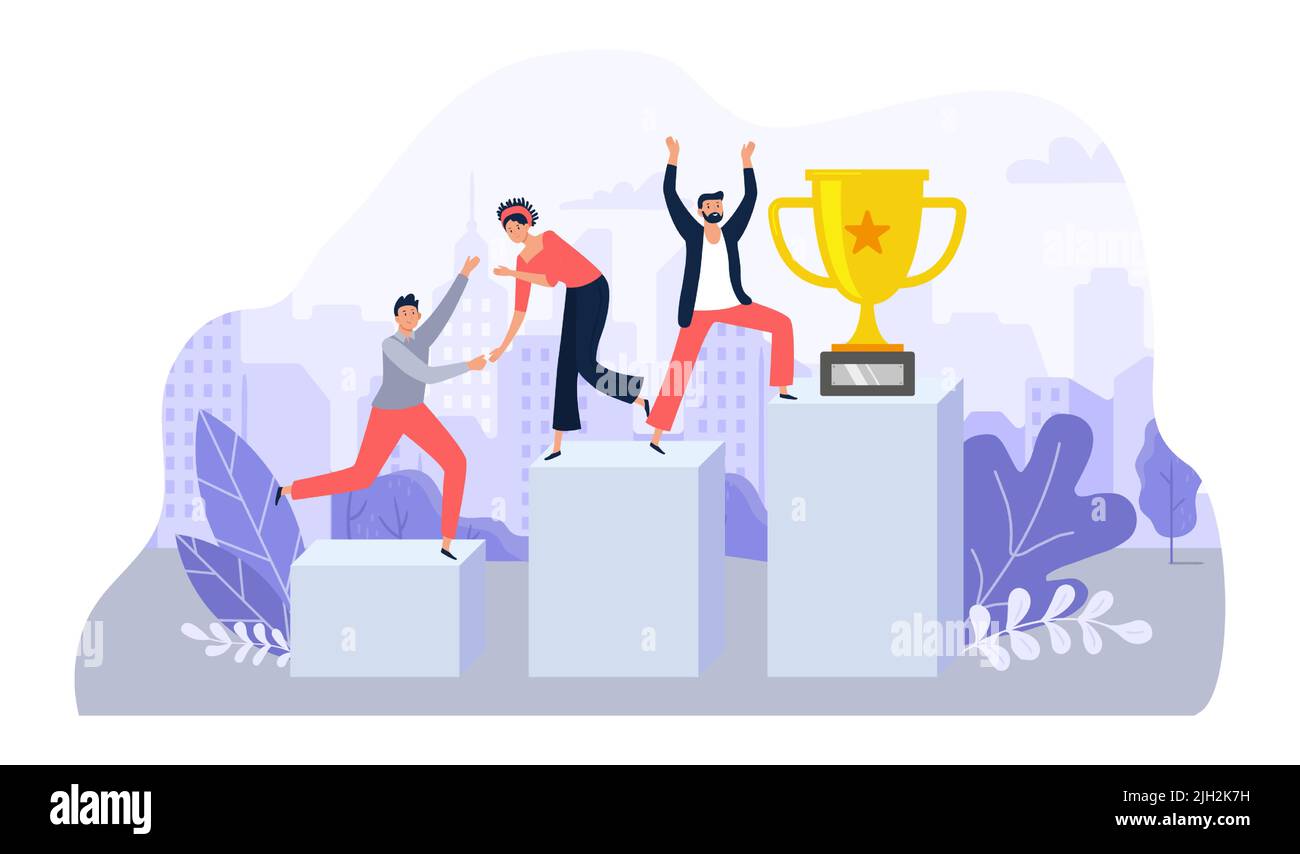 Successful team. Office employees helping each other, cooperating ...