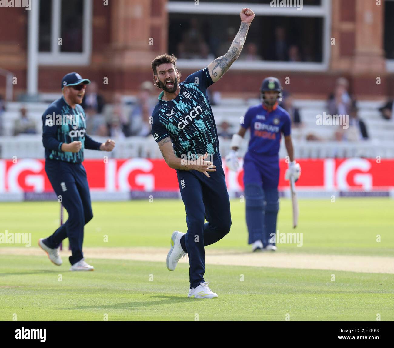 LONDON ENGLAND - JULY 14 : England's Reece Topley celebrates LBW on ...