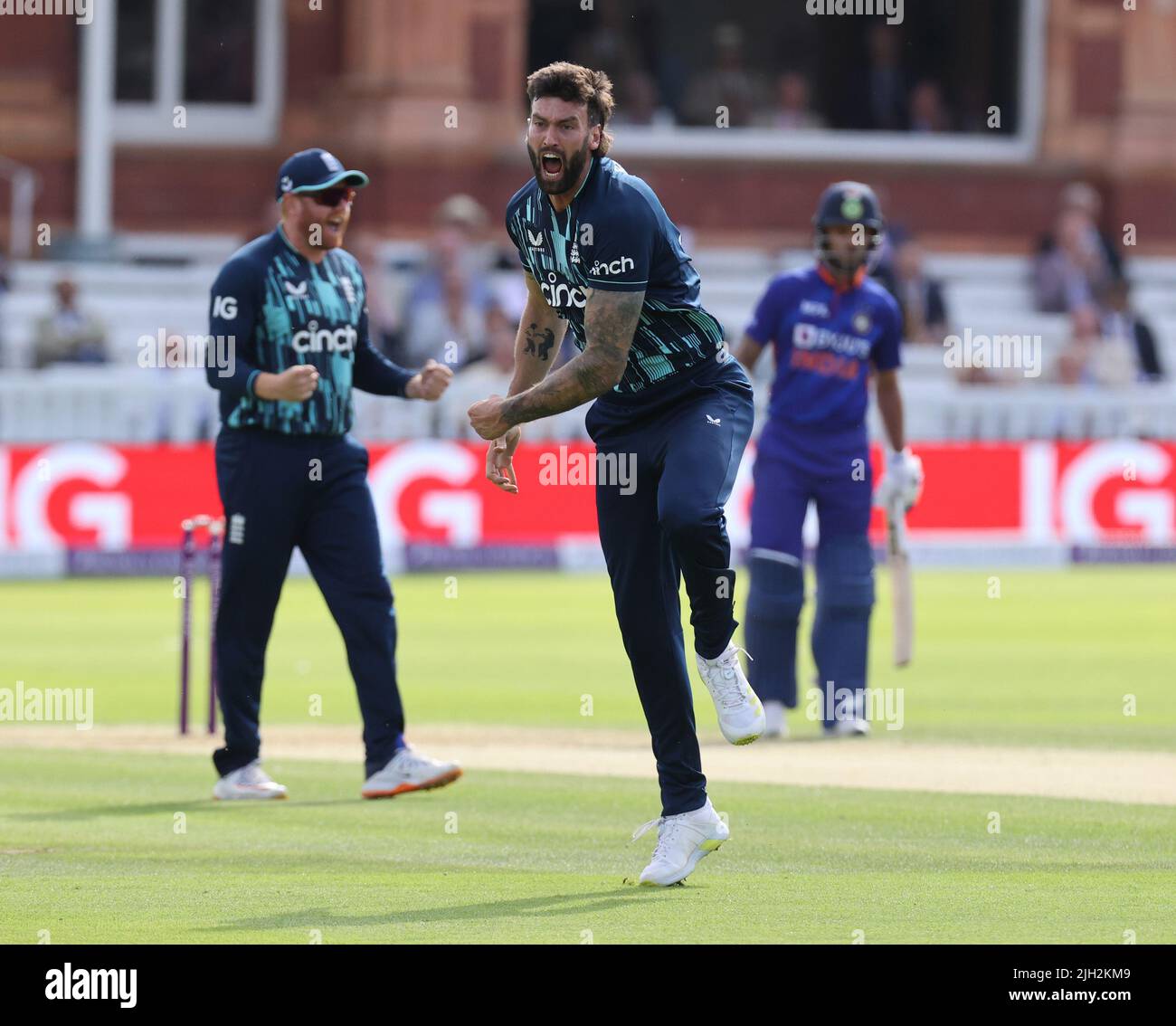 LONDON ENGLAND - JULY 14 : England's Reece Topley celebrates LBW on ...