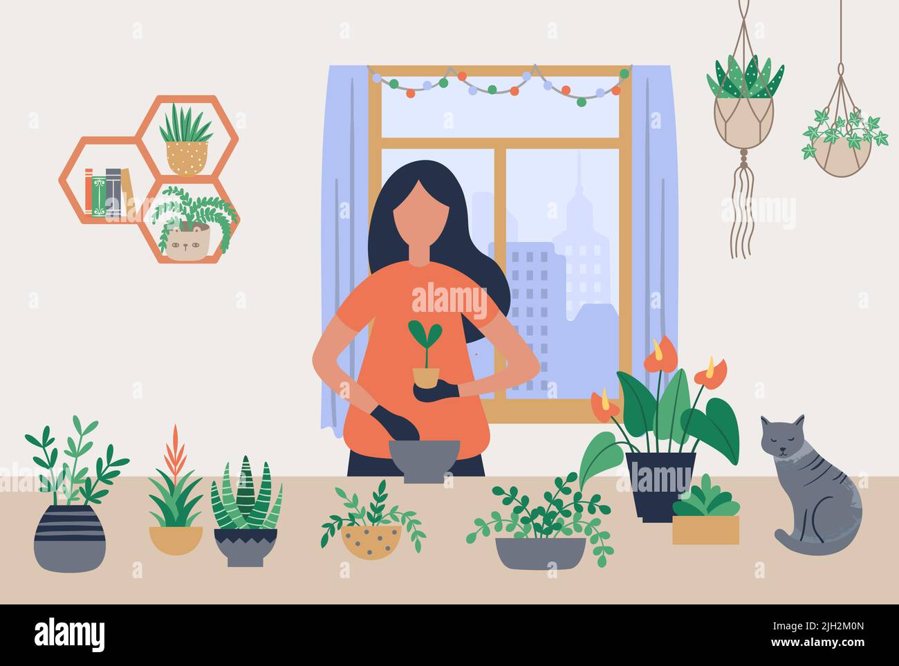 Cartoon woman flower hi-res stock photography and images - Alamy