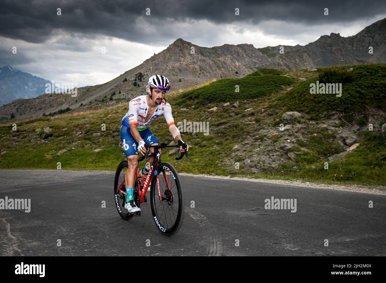 French Mathieu Burgaudeau (team TotalEnergies) in action in the last ...