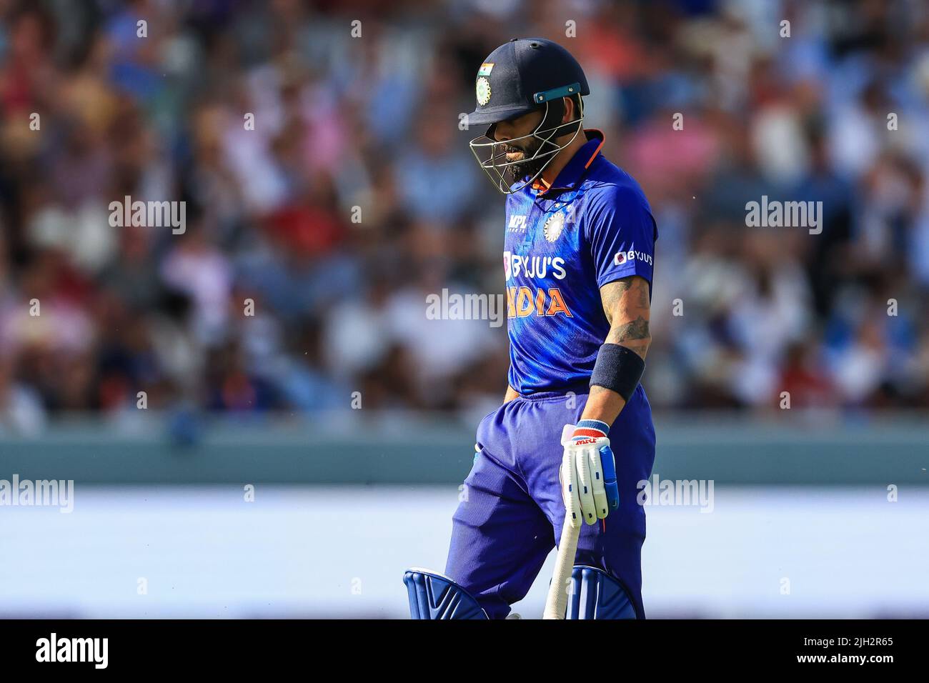 Virat Kohli of India leaves the field after being caught by Jos Buttler ...