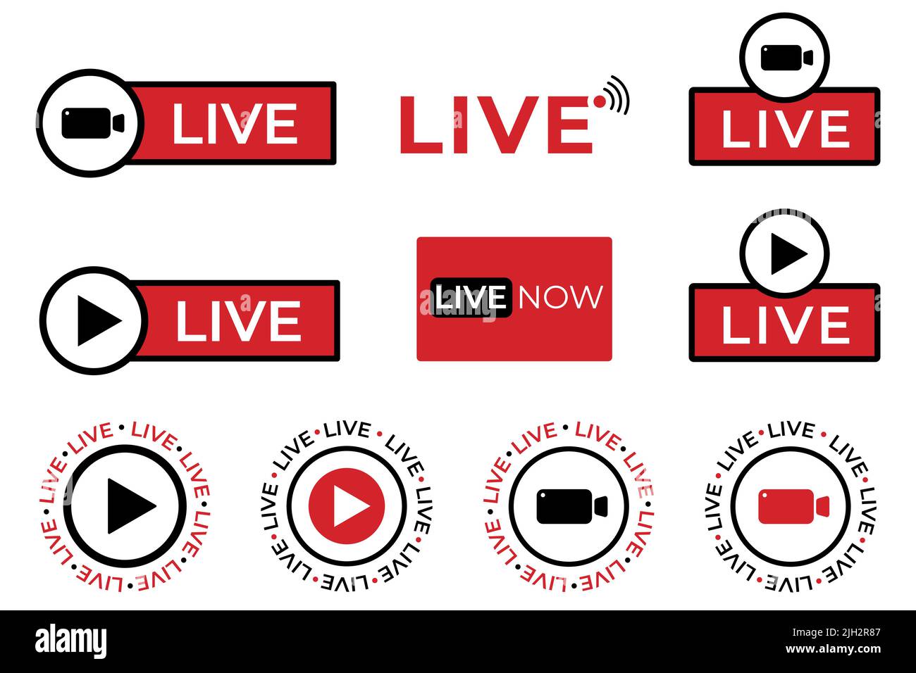 Collection of Live streaming symbol for web and app. Live stream icon ...