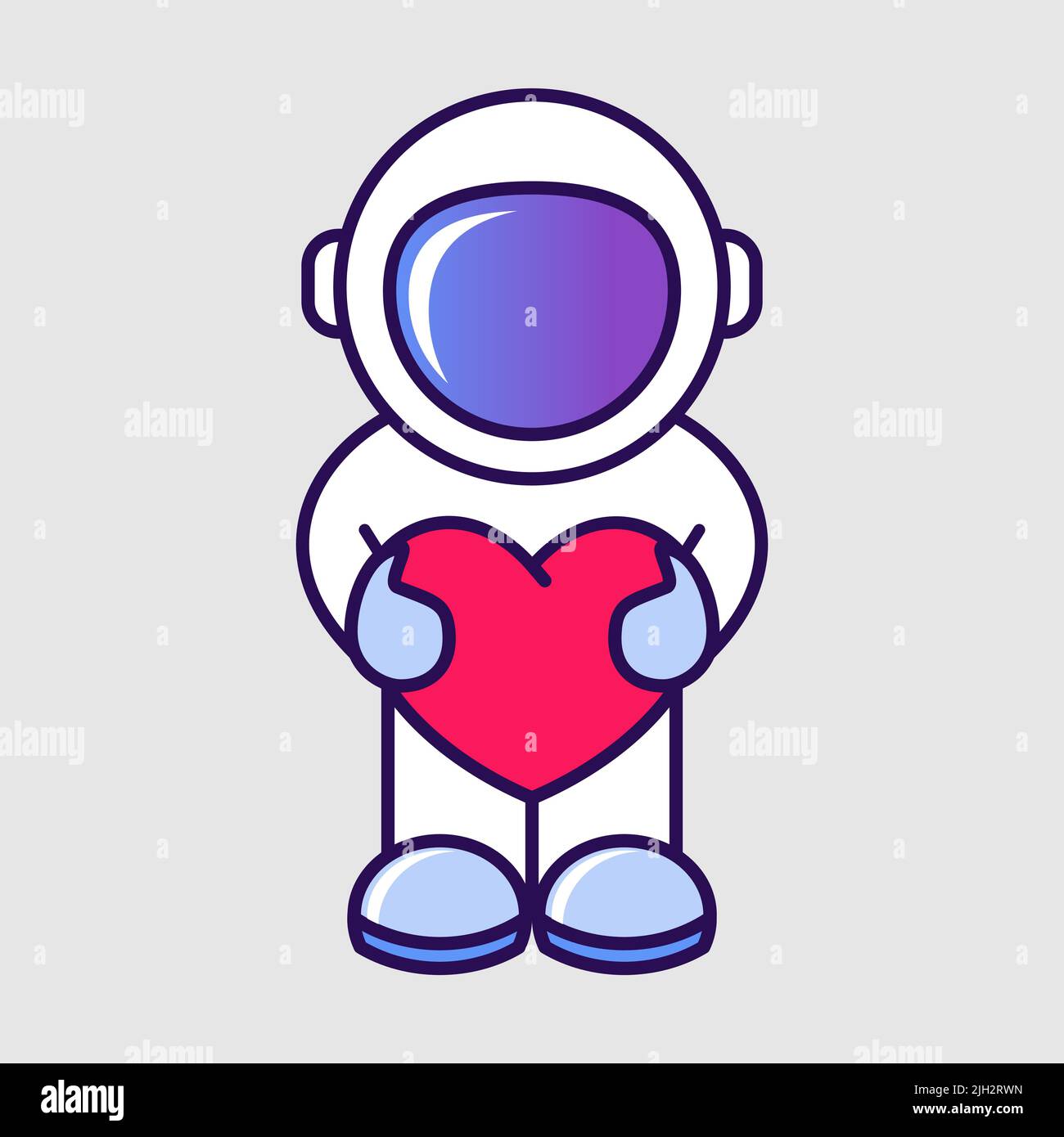 Cute astronaut holding a heart. Space astronaut standing with a heart ...