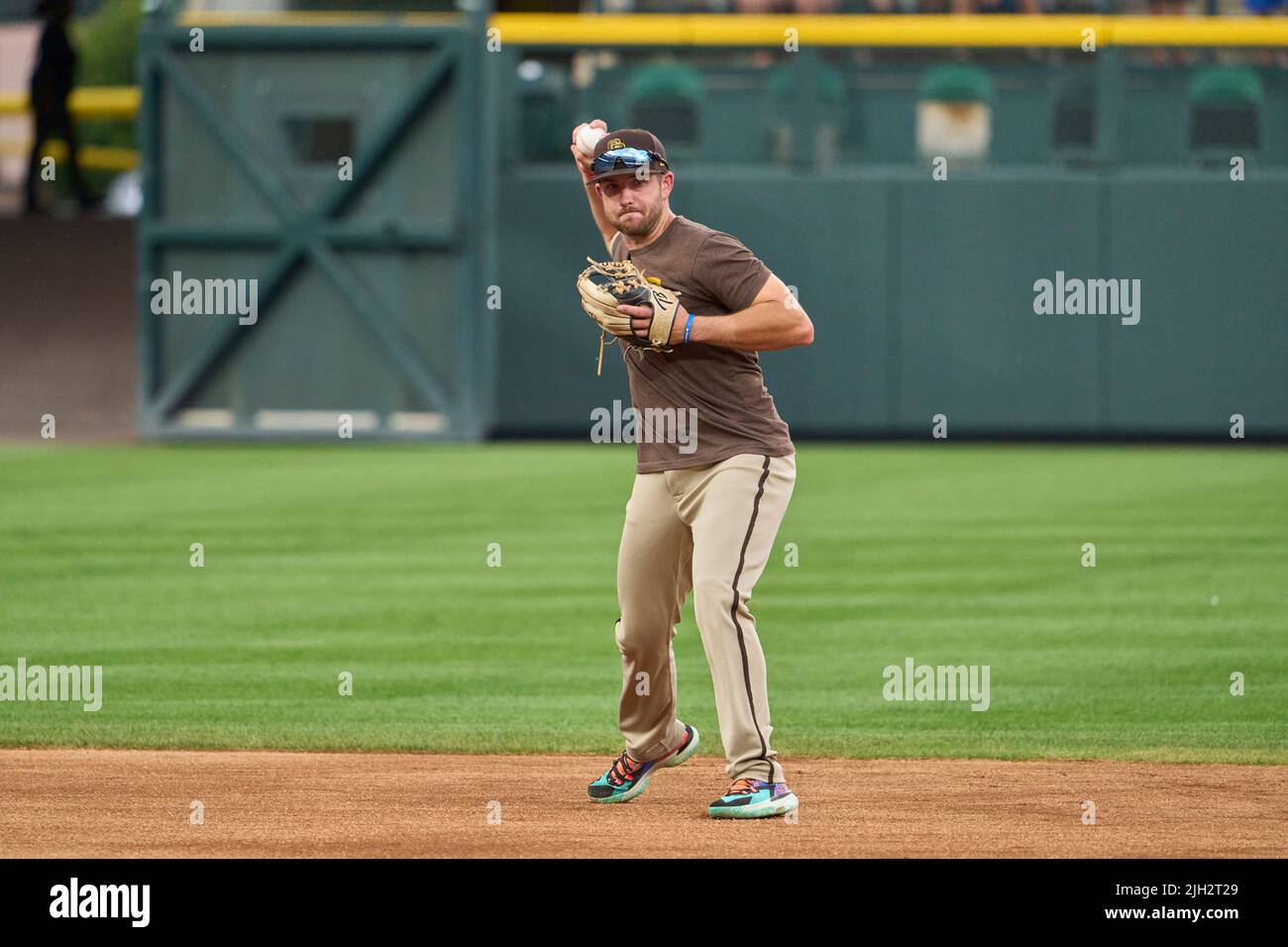 Denver CO, USA. 13th July, 2022. San Diego infielder Matthew Bratton ...