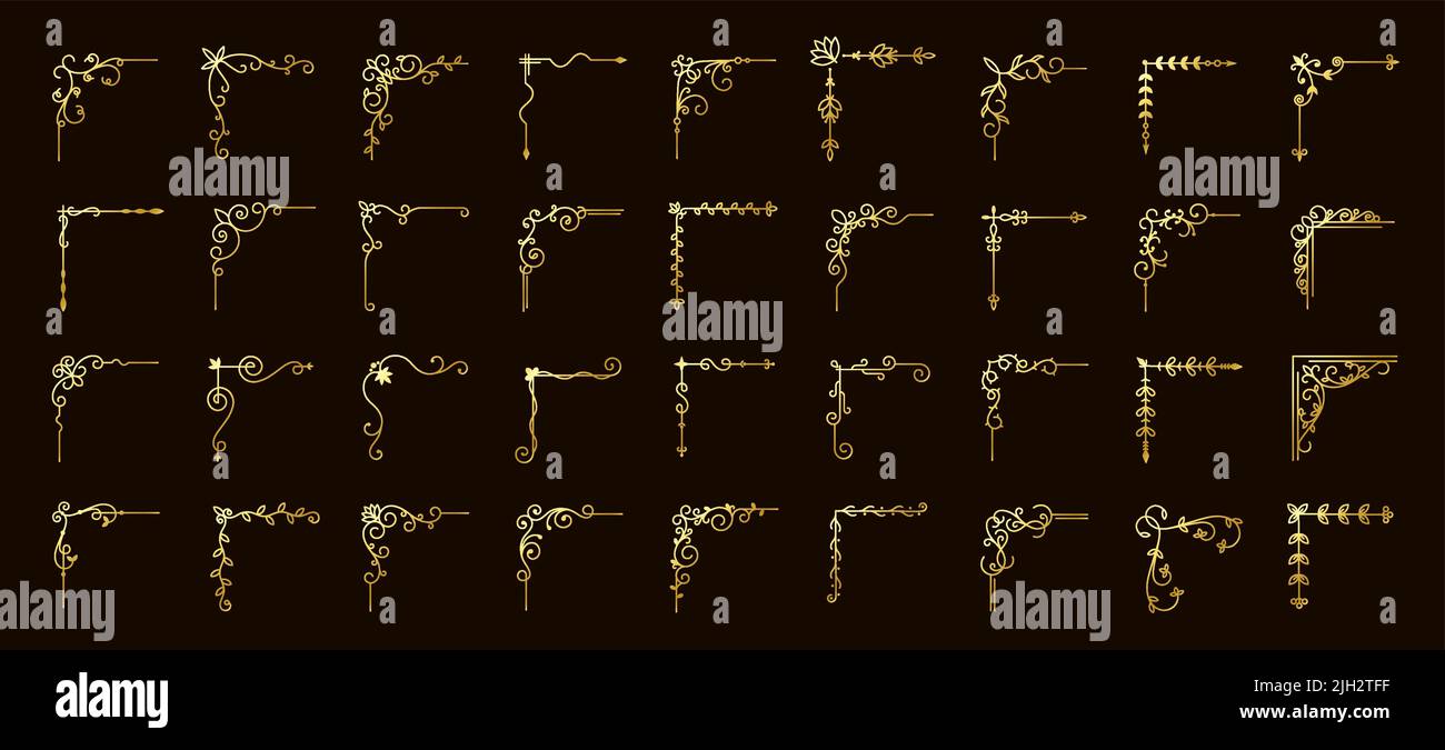 Elegant border corners. Ornamental decorative accent elements and ...