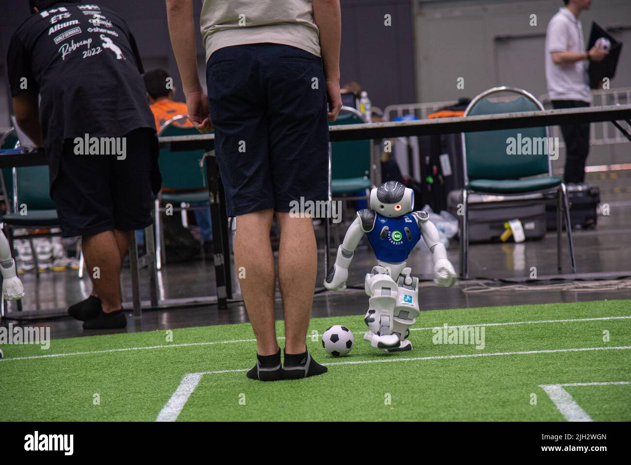 Bangkok, Thailand. 14th July, 2022. Team members prepare their robots ...