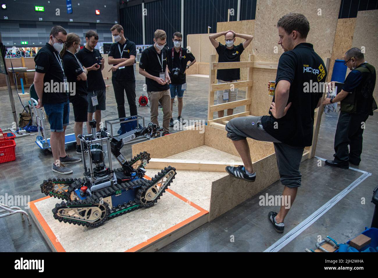 Bangkok, Thailand. 14th July, 2022. Team members watch their robots ...