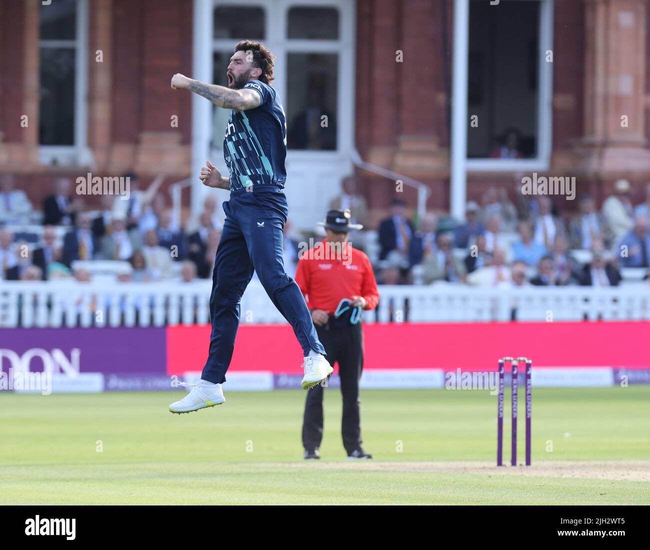 LONDON ENGLAND - JULY 14 :England's Reece Topley celebrates after ...