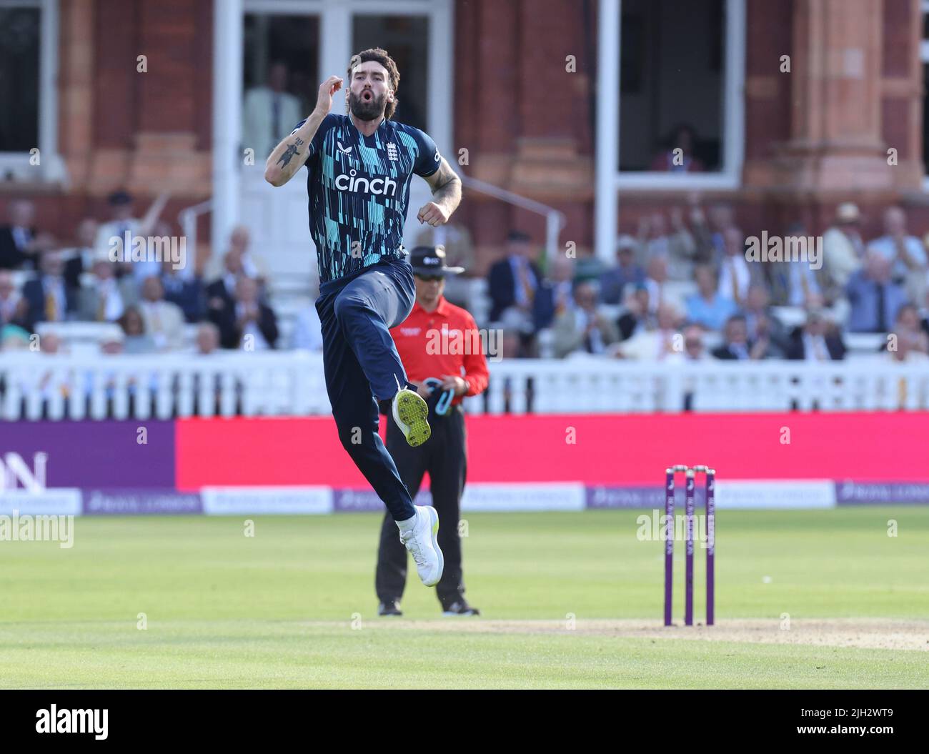 LONDON ENGLAND - JULY 14 :England's Reece Topley celebrates after ...