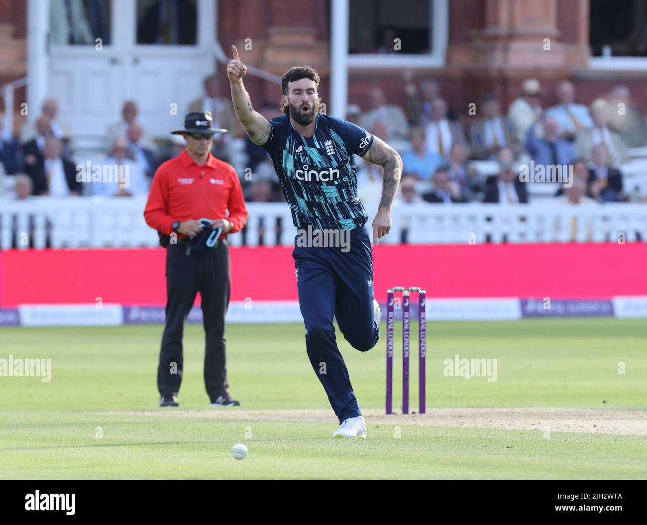 LONDON ENGLAND - JULY 14 :England's Reece Topley celebrates after ...