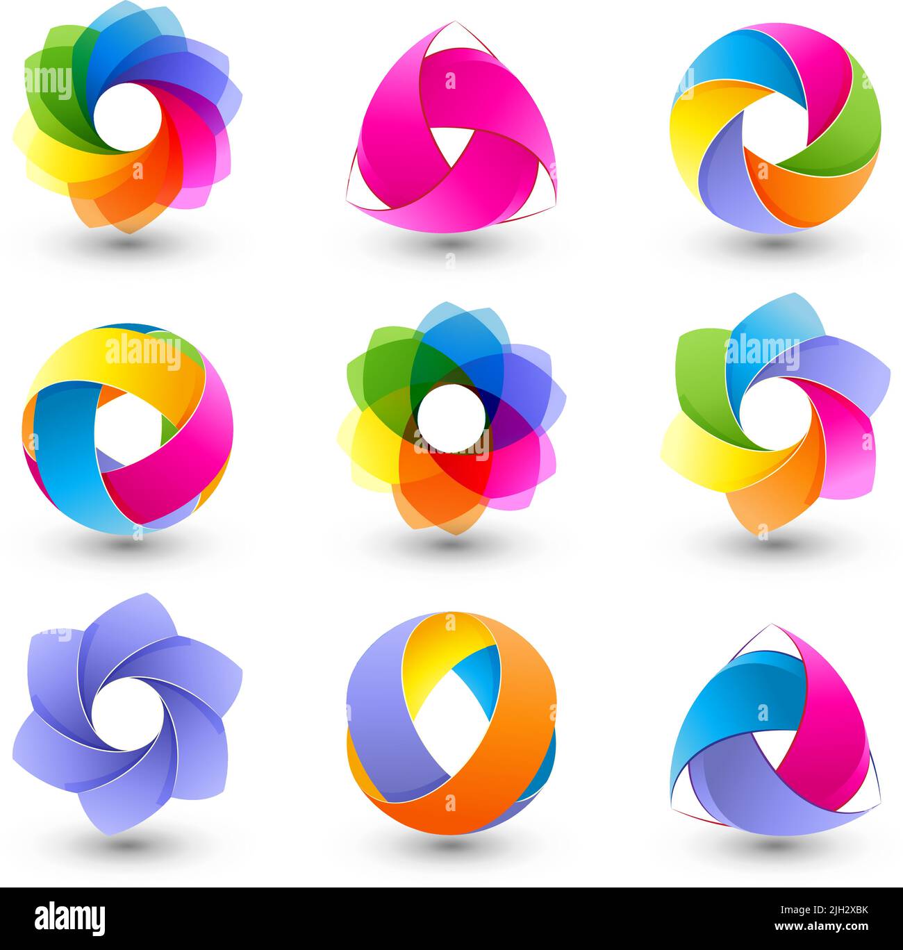 Set of abstract round vector design element, Sphere Icons, Isolated On ...