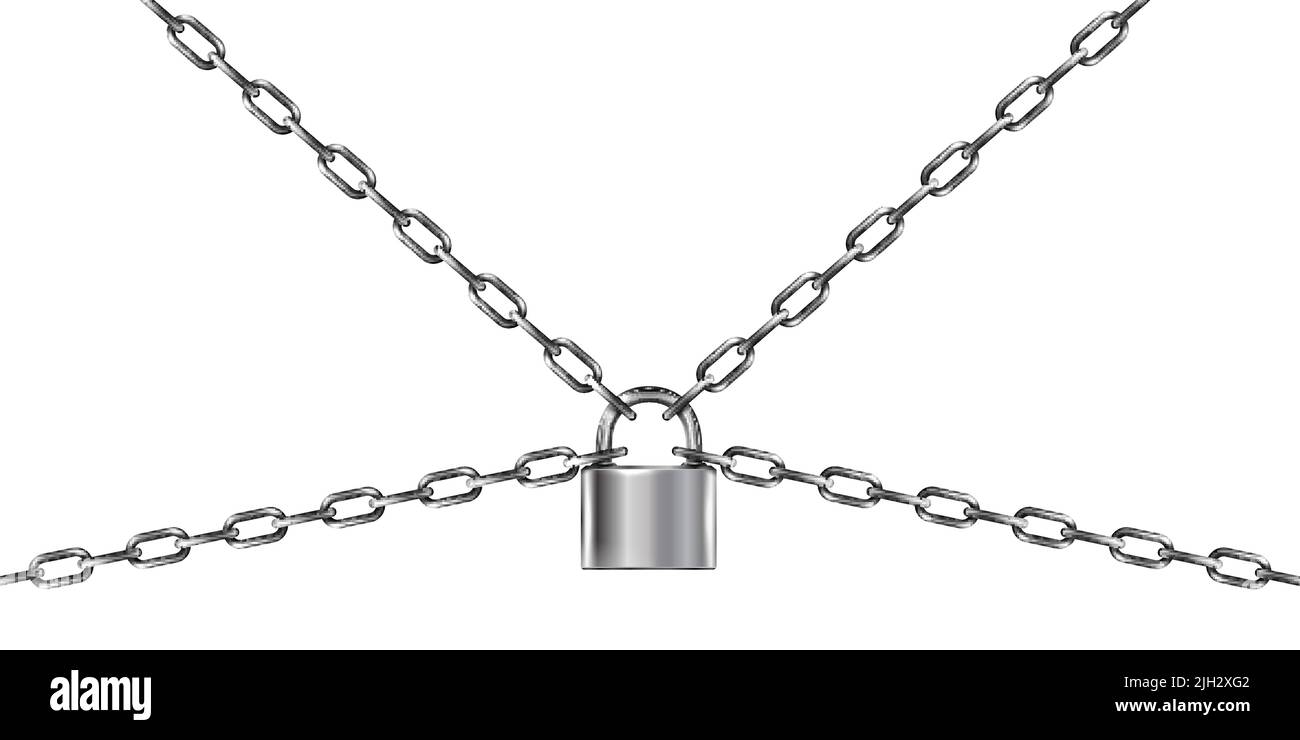 Closed padlock on chain Stock Vector Images - Alamy