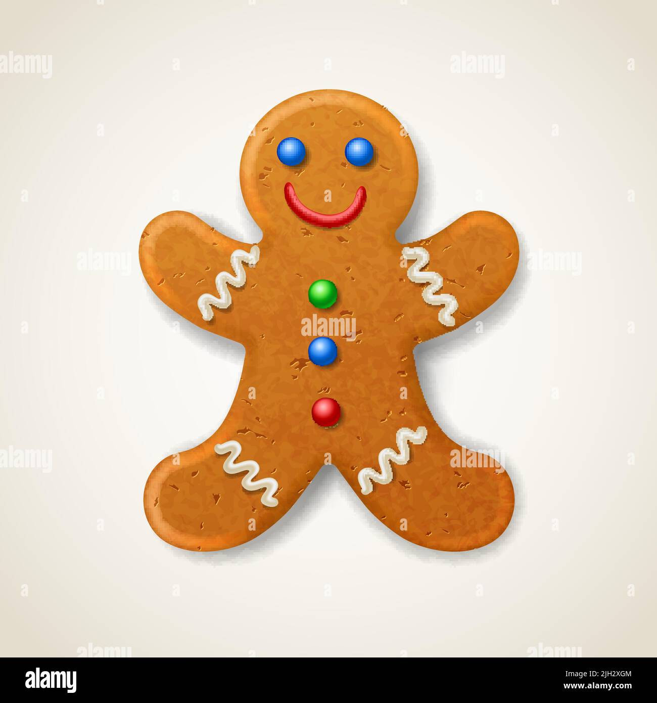 Christmas gingerbread man, decorated colored icing Stock Vector Image ...