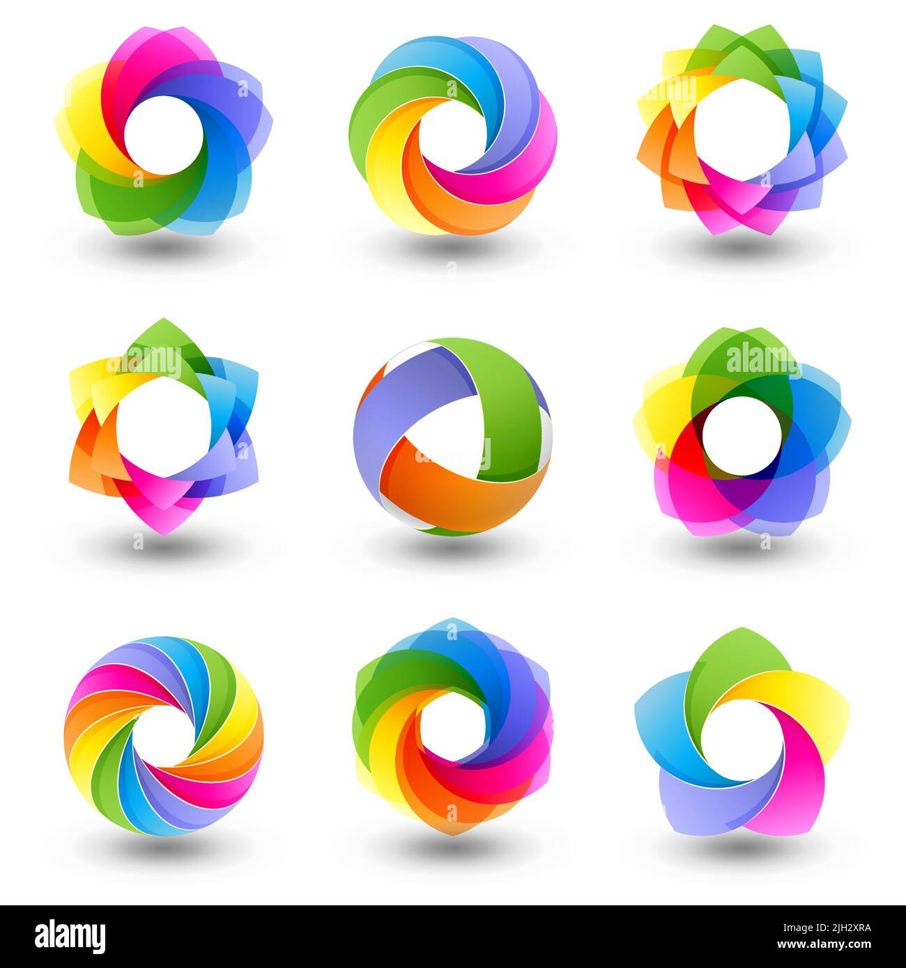 Set of abstract round vector design element, Sphere Icons, Isolated On ...