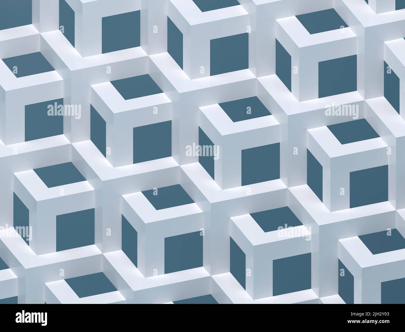 Abstract blue parametric three dimensional geometric pattern of cubic ...