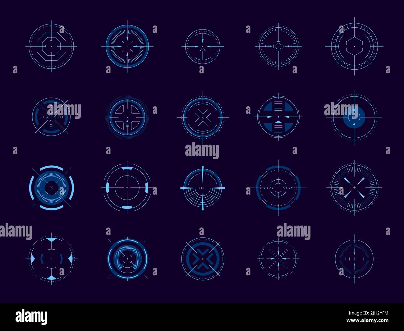 Futuristic aim pointer. Circle HUD user interface element, weapon ...