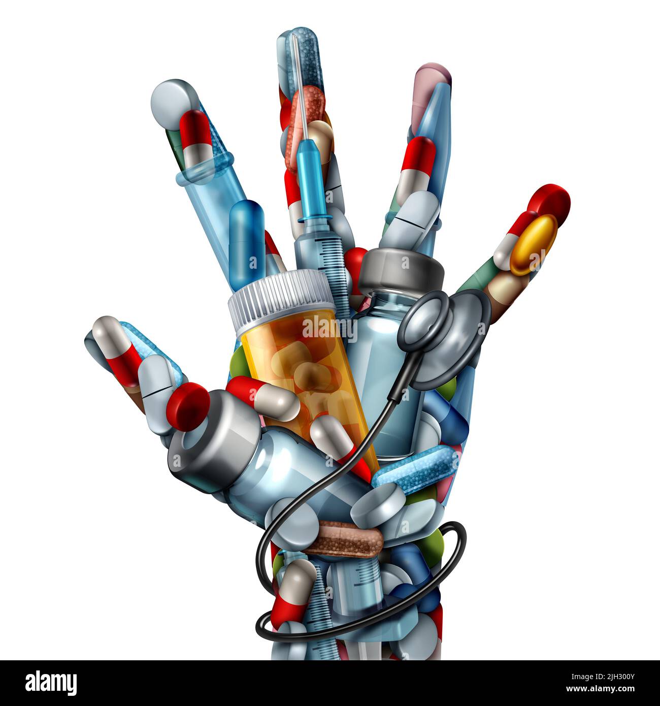 Medical hand as a health care helping hand made with medicine and ...