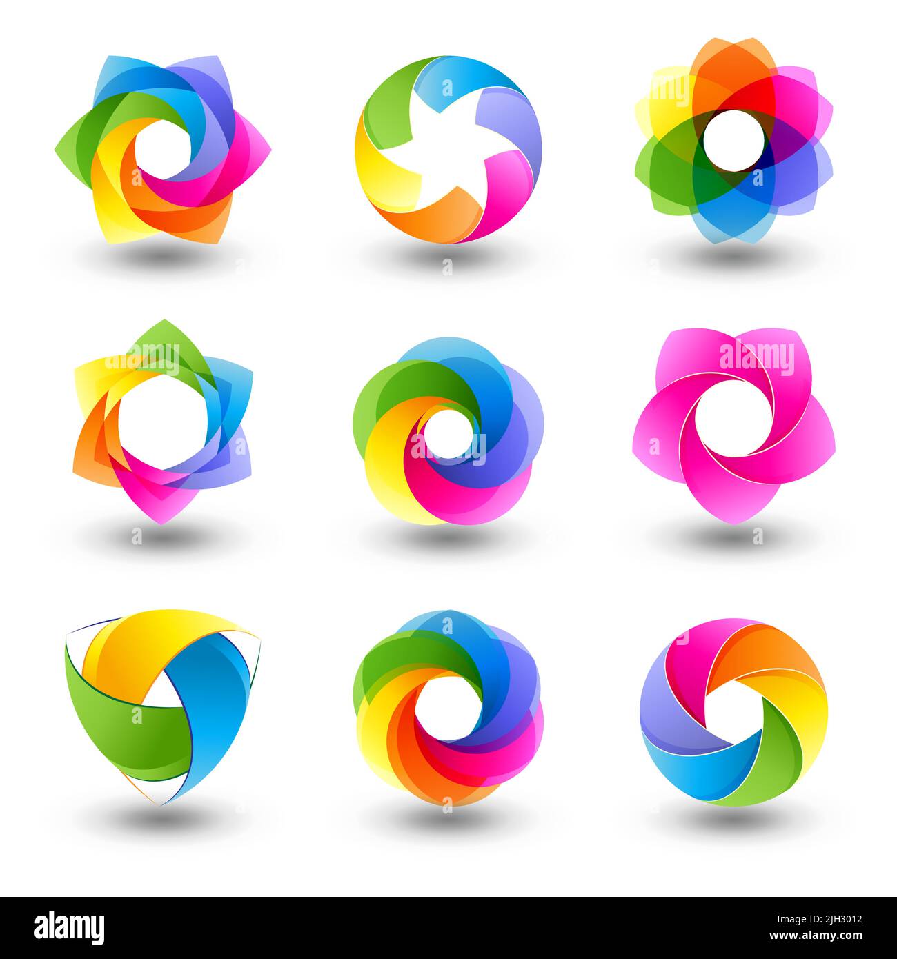 Set of abstract round vector design element, Sphere Icons, Isolated On ...