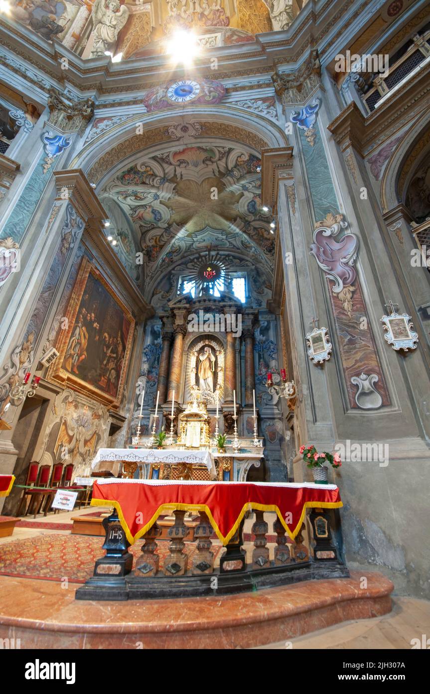 Italy, Lombardy, Valtellina, Bormio, Sant Ignazio Church, Altar Stock ...
