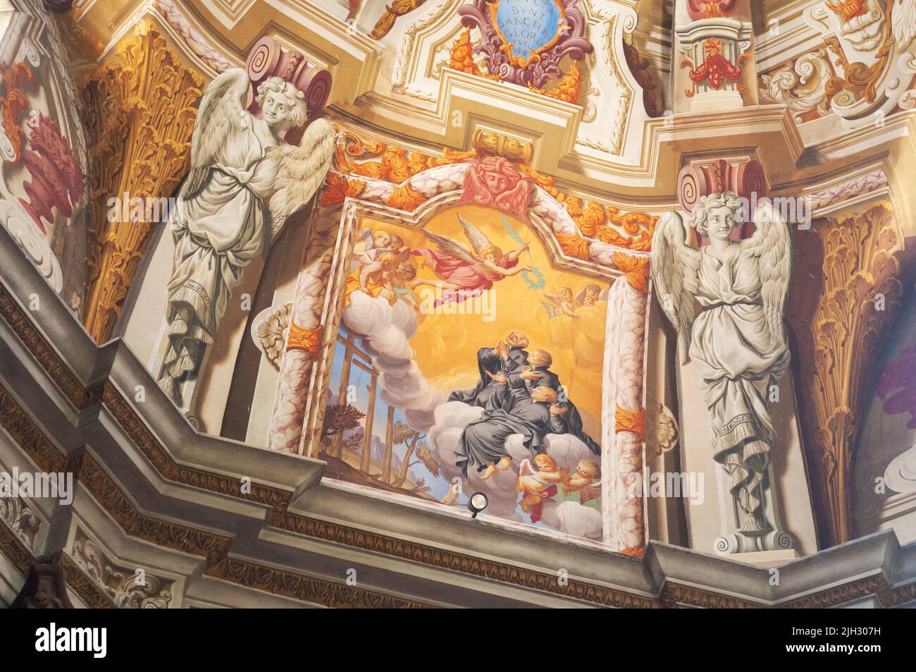 Italy, Lombardy, Valtellina, Bormio, Sant Ignazio Church, Detail ...