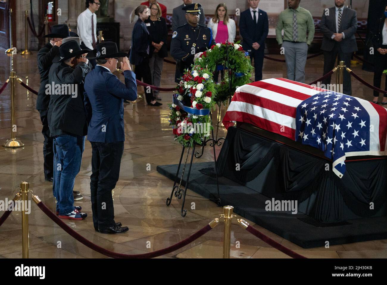 Washington DC, USA. 14th July, 2022. Members of the public salute the ...