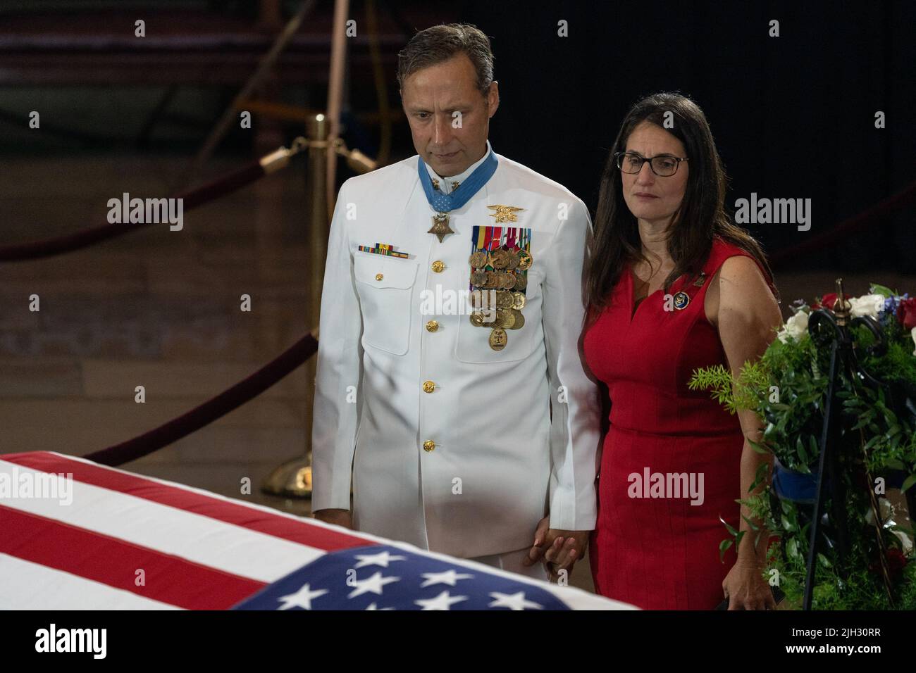 Washington DC, USA. 14th July, 2022. Britt Slabinski (L), a retired US ...