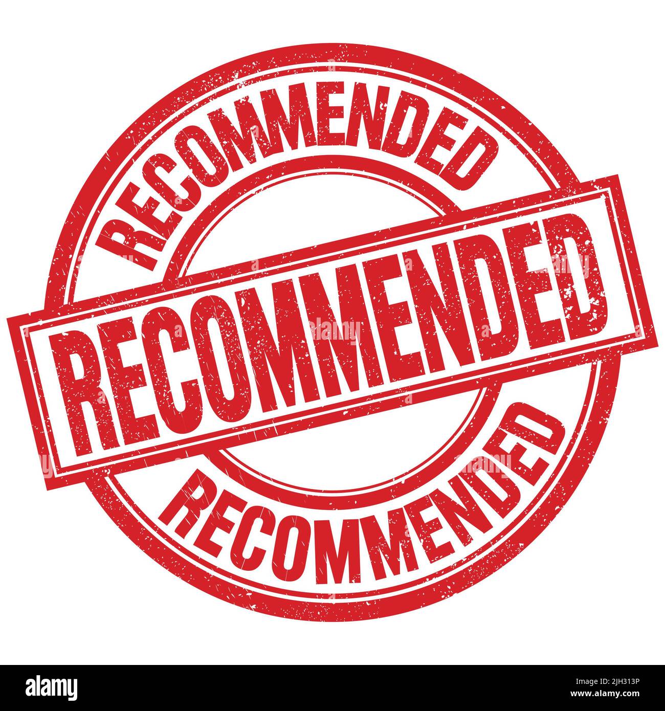 RECOMMENDED text written word on red round stamp sign Stock Photo - Alamy