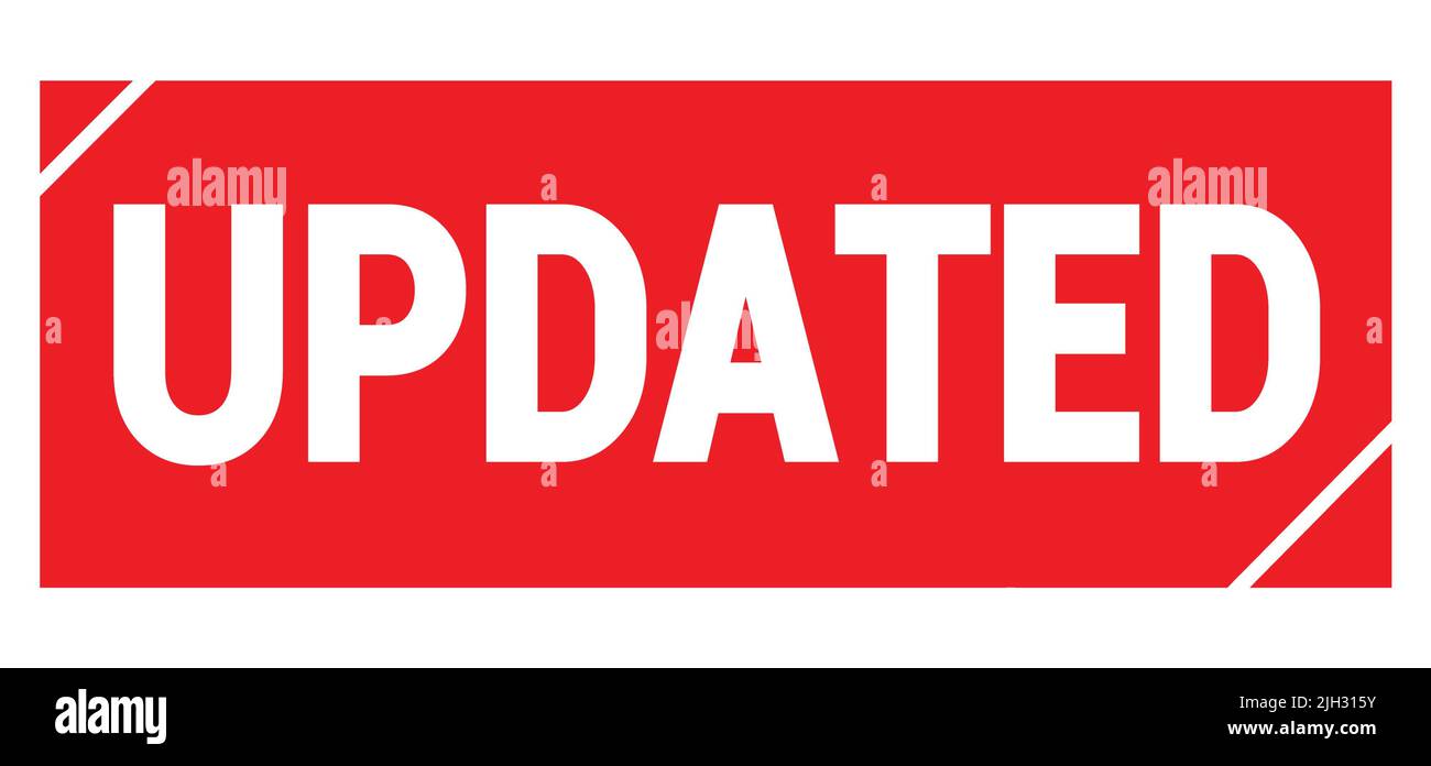 UPDATED text written on red grungy stamp sign Stock Photo - Alamy