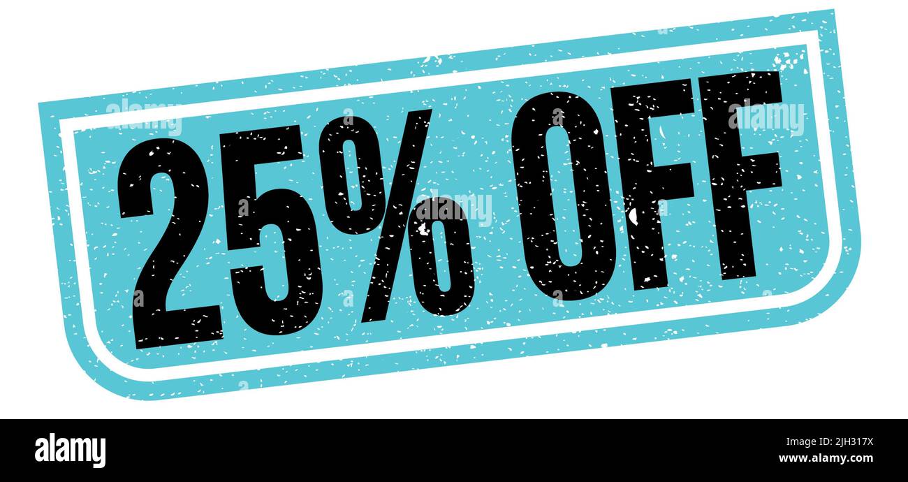 25% OFF text written on blue-black grungy stamp sign Stock Photo - Alamy