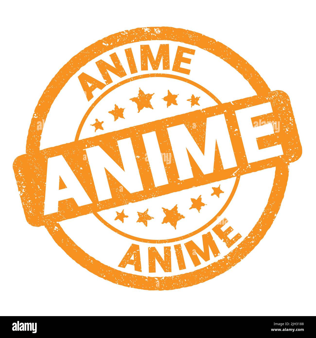ANIME text written on orange grungy stamp sign Stock Photo - Alamy