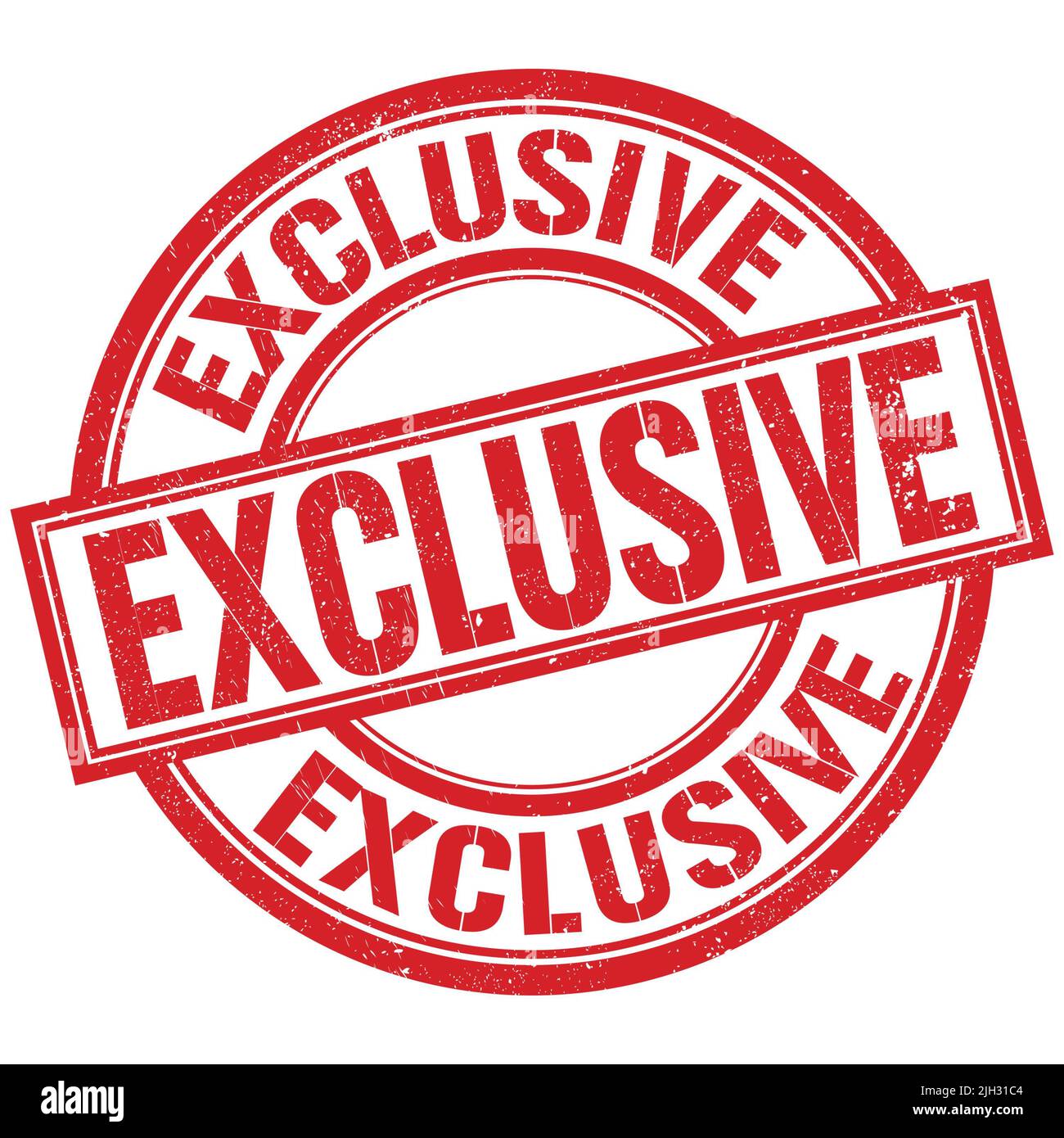 EXCLUSIVE text written word on red round stamp sign Stock Photo - Alamy