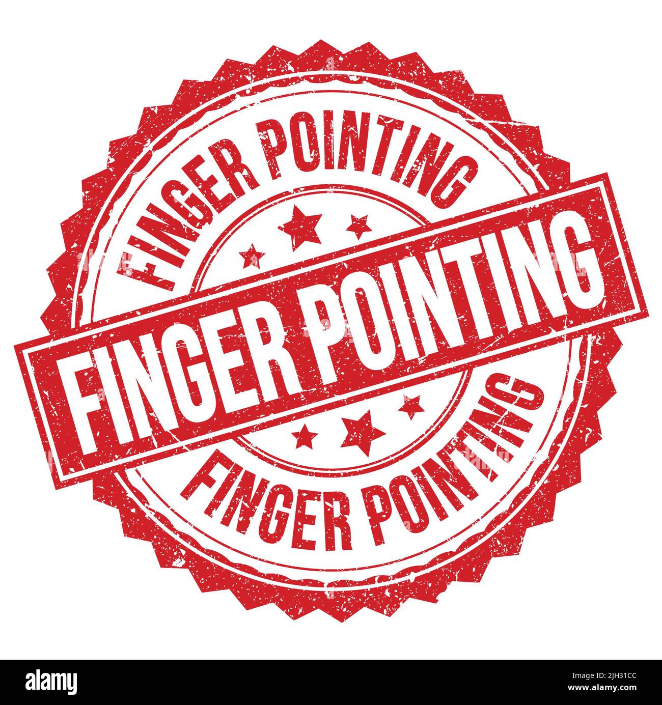 FINGER POINTING text written on red round stamp sign Stock Photo - Alamy