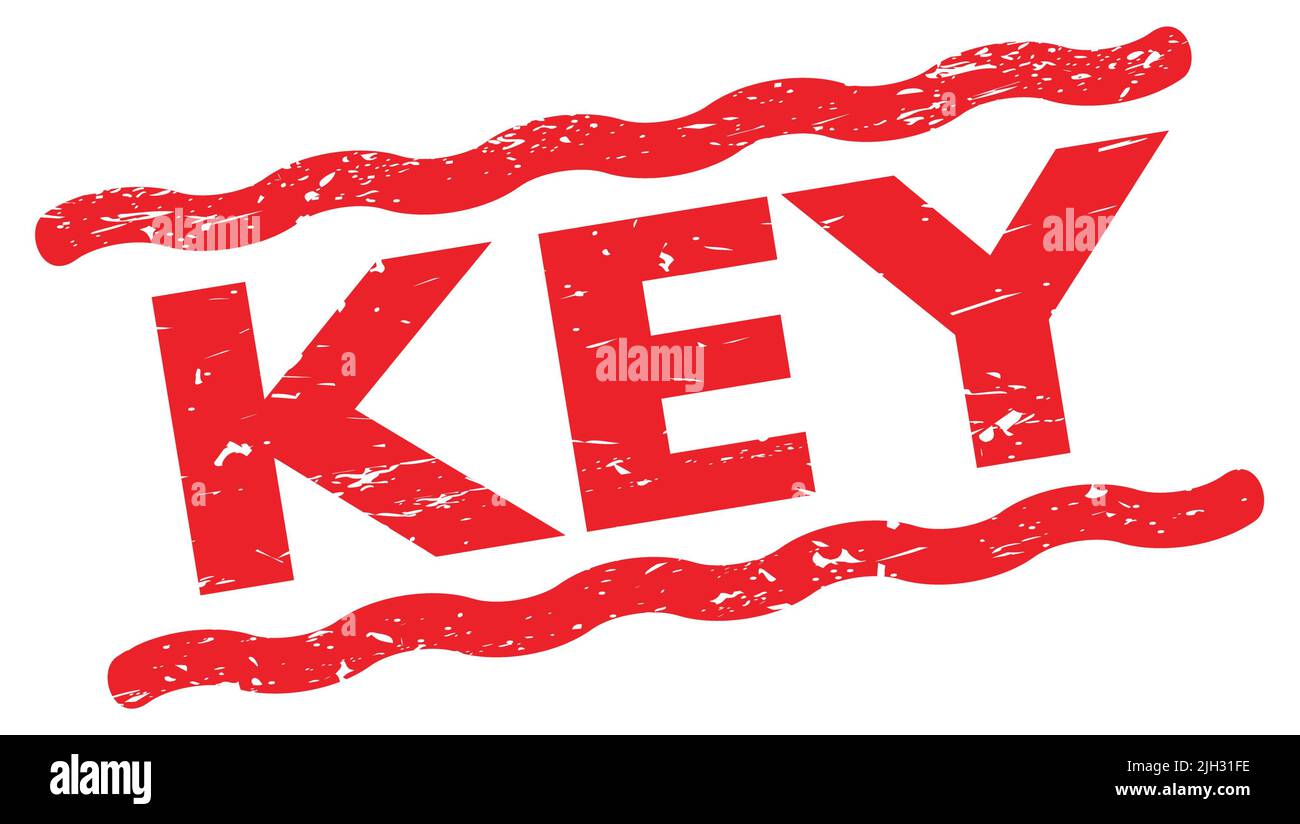 KEY text written on red lines stamp sign Stock Photo - Alamy