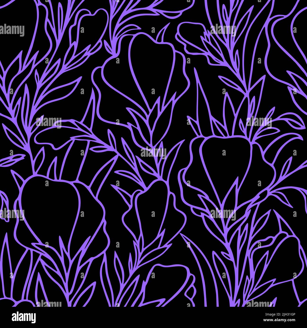 Purple Graphic Pattern On Black Background Seamless Pattern Texture