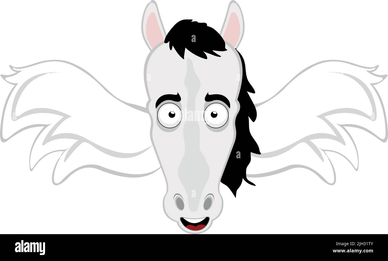 Vector illustration of the face of a pegasus or horse with wings Stock ...
