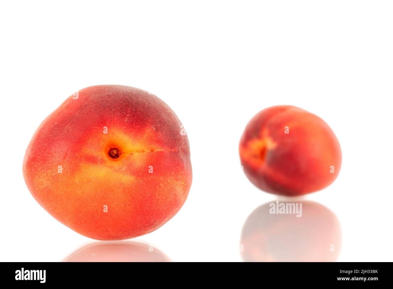 Two ripe red apricots, close-up, isolated on a white background Stock ...