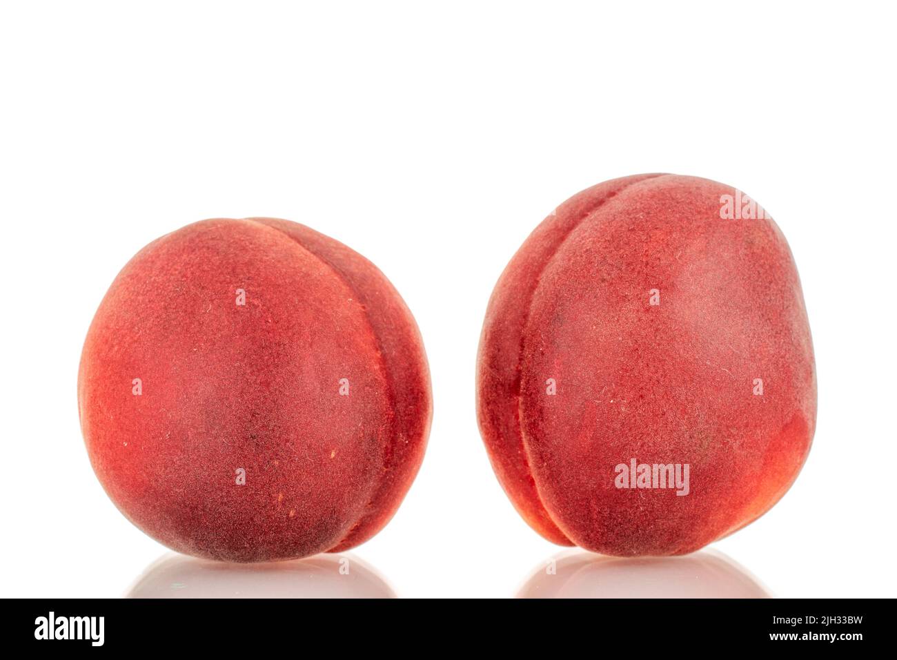 Two ripe red apricots, close-up, isolated on a white background Stock ...