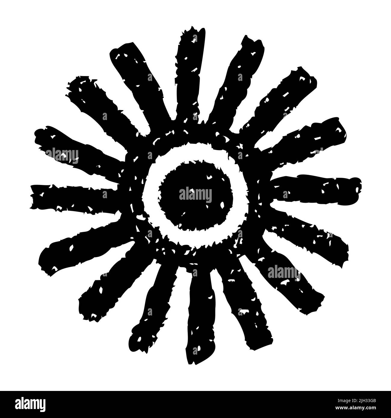 Hand painted sun symbol, hand drawn with crayon Stock Vector Image ...