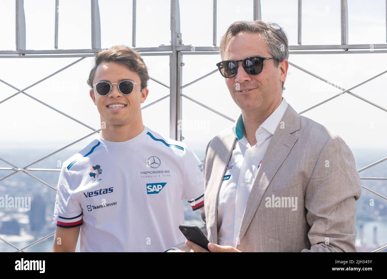 New York, USA . 14th July, 2022. Mercedes-EQ’s driver Nyck de Vries and ...