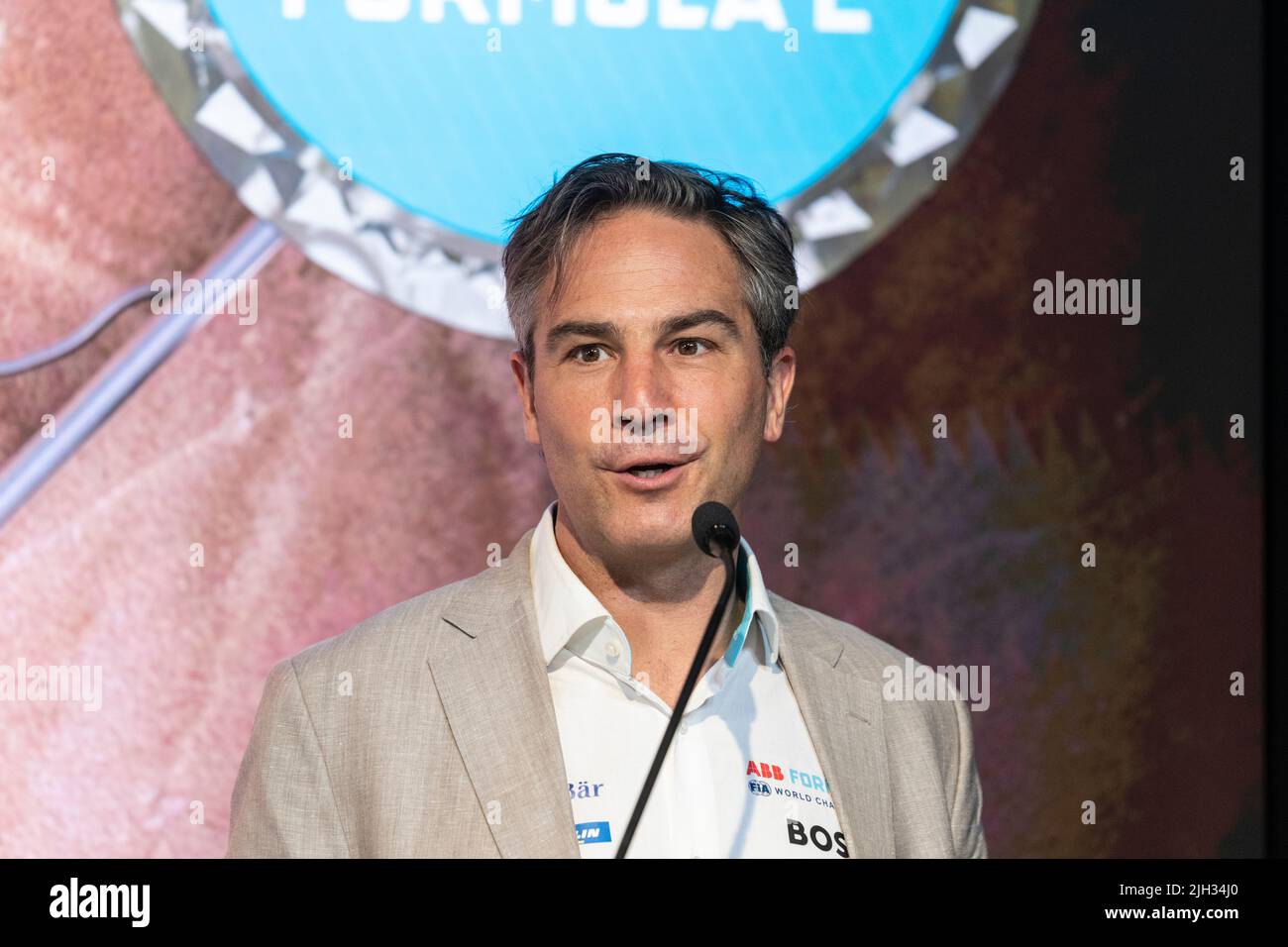 New York, NY - July 14, 2022: Formula E CEO Jamie Reigle speaks during ...