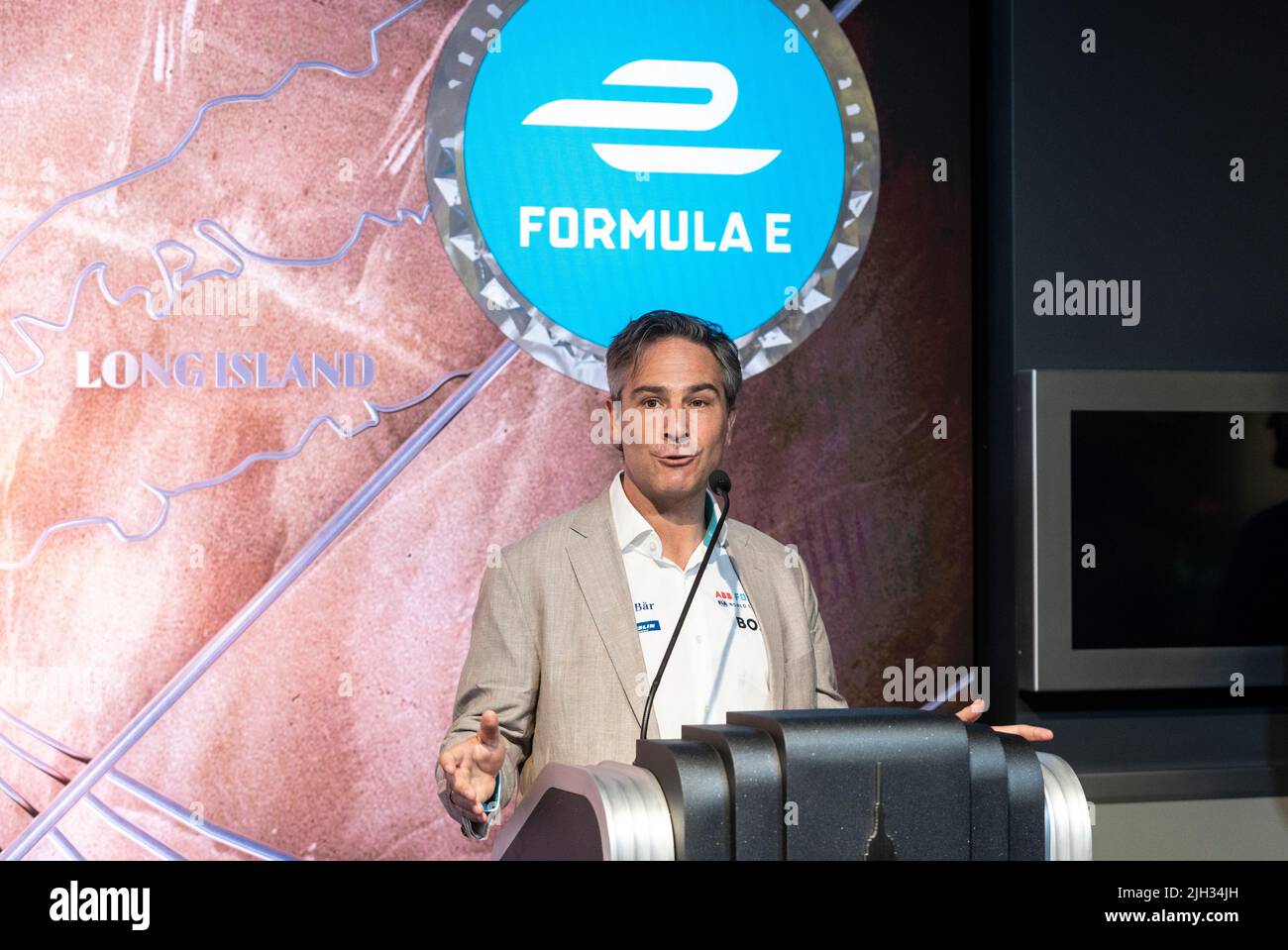 New York, NY - July 14, 2022: Formula E CEO Jamie Reigle speaks during ...