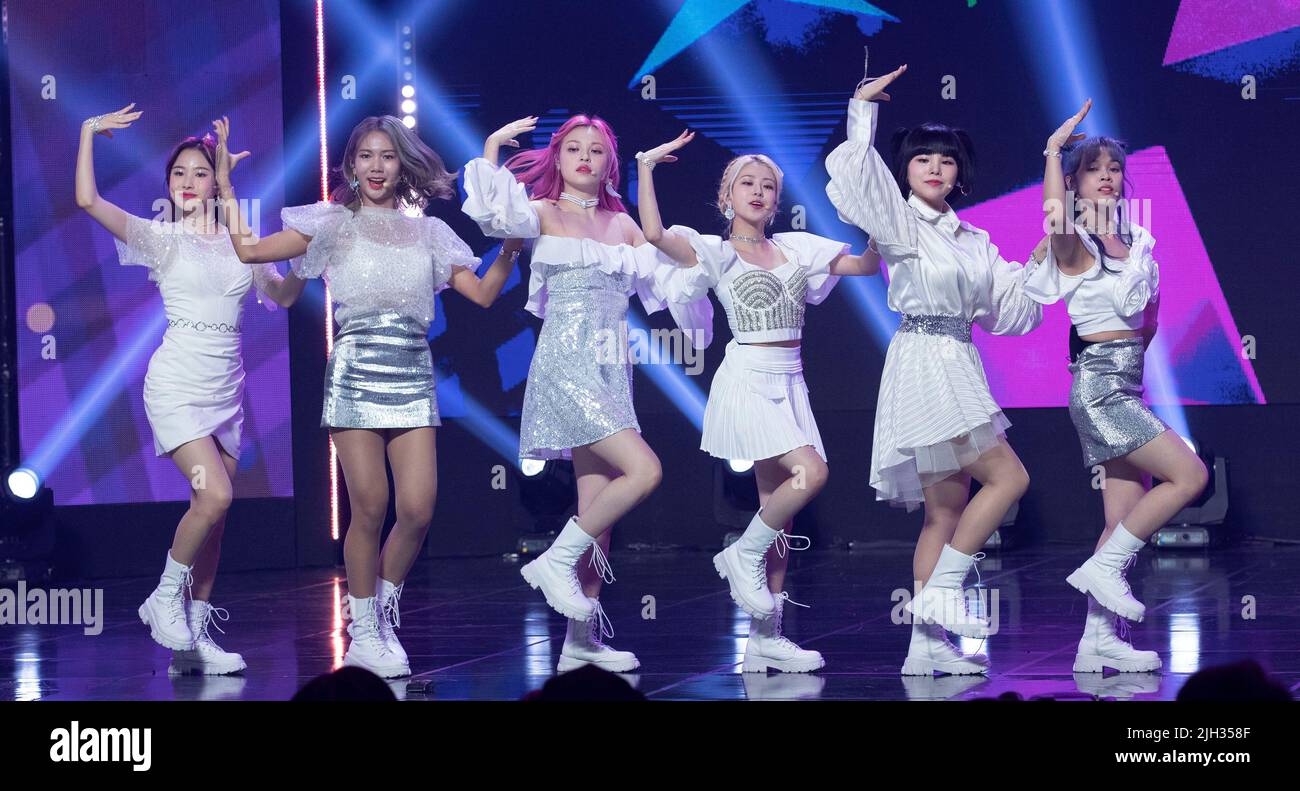 13 July 2022 - Goyang, South Korea : K-Pop girl group Beautybox, performs on the stage during a ...