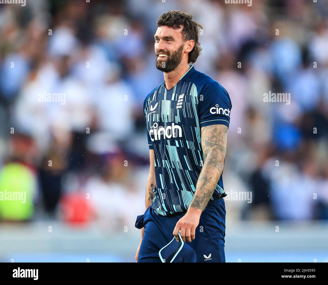 Reece Topley of England leaves the field with a 6 Wicket haul Stock ...