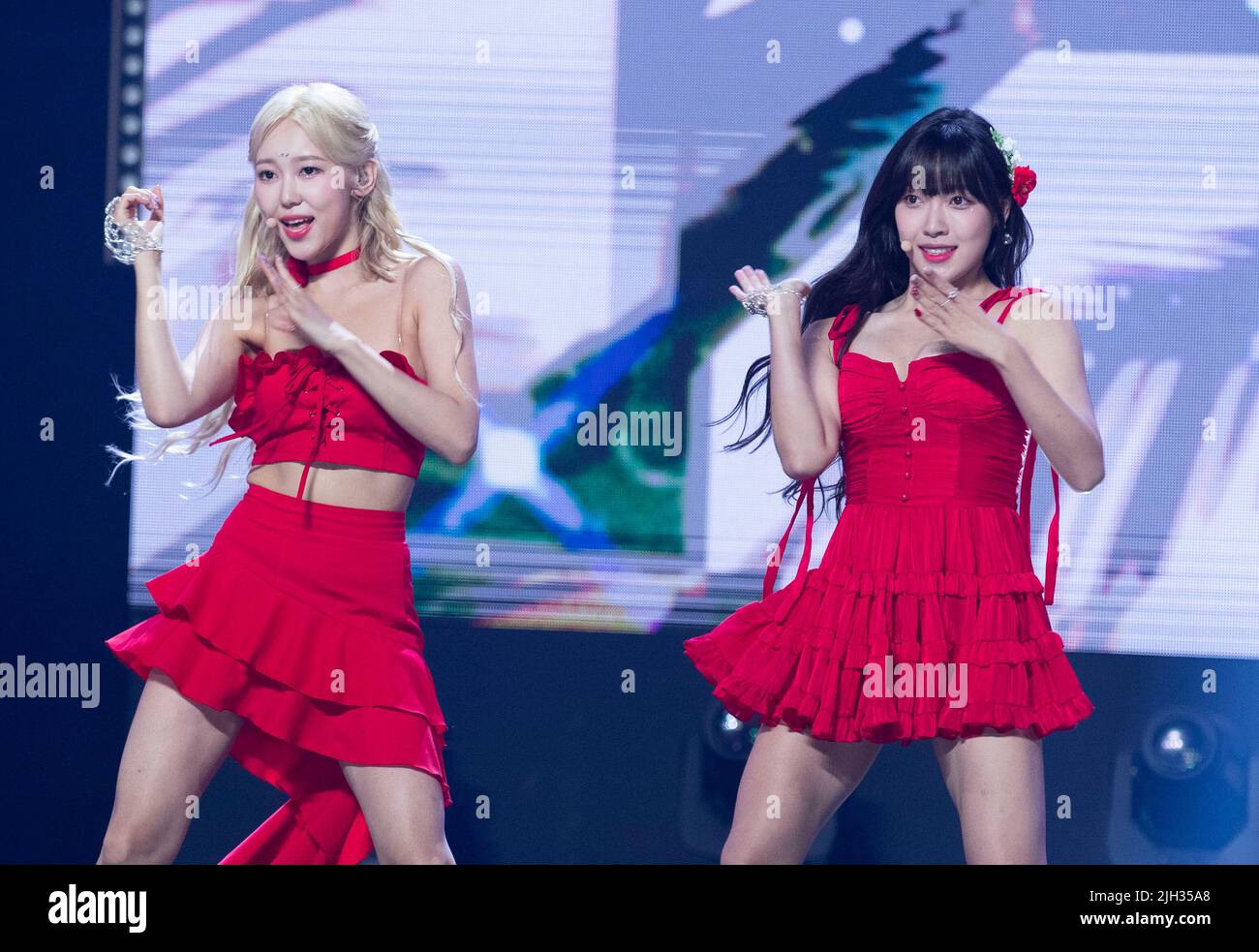13 July 2022 - Goyang, South Korea : K-Pop girl group 1CHU, performs on the stage during a MBC ...