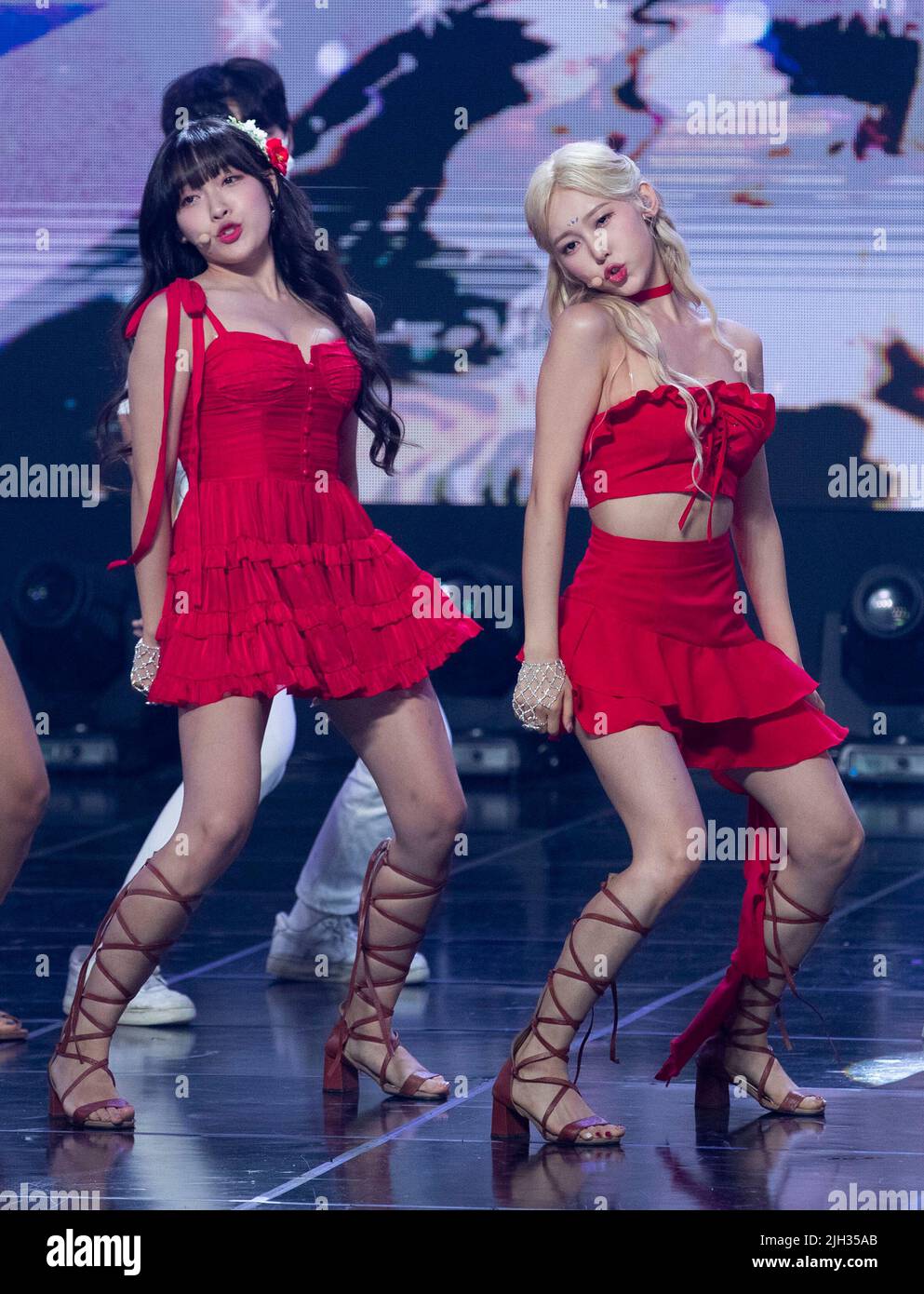 13 July 2022 - Goyang, South Korea : K-Pop girl group 1CHU, performs on the stage during a MBC ...