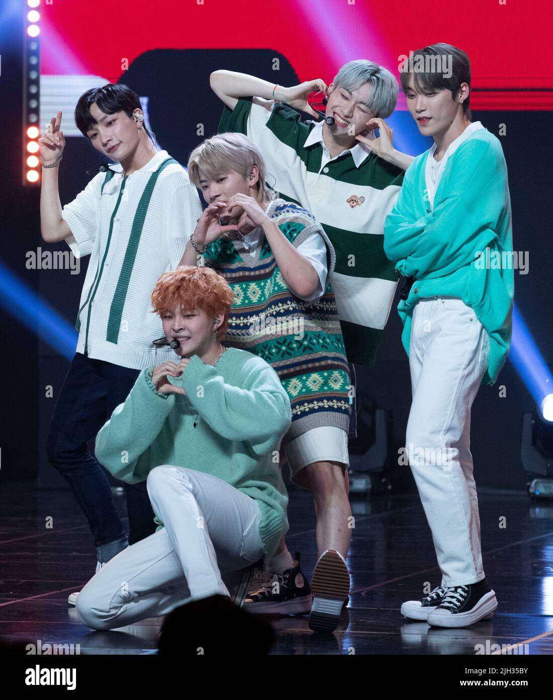 13 July 2022 - Goyang, South Korea : South Korean K-Pop boys band F.able, performs on the stage ...